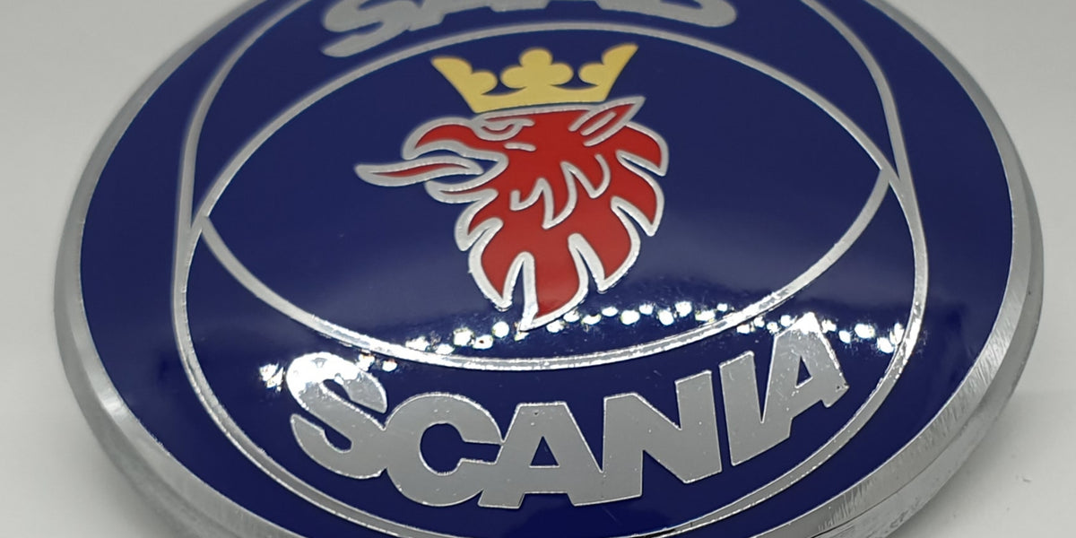 Saab Bonnet Badge 'SAAB Scania' Injection alloy/hard enamel New and im ...
